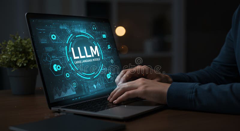 LLM: Large Language Models - Future of AI on Laptop Screen Stock ...