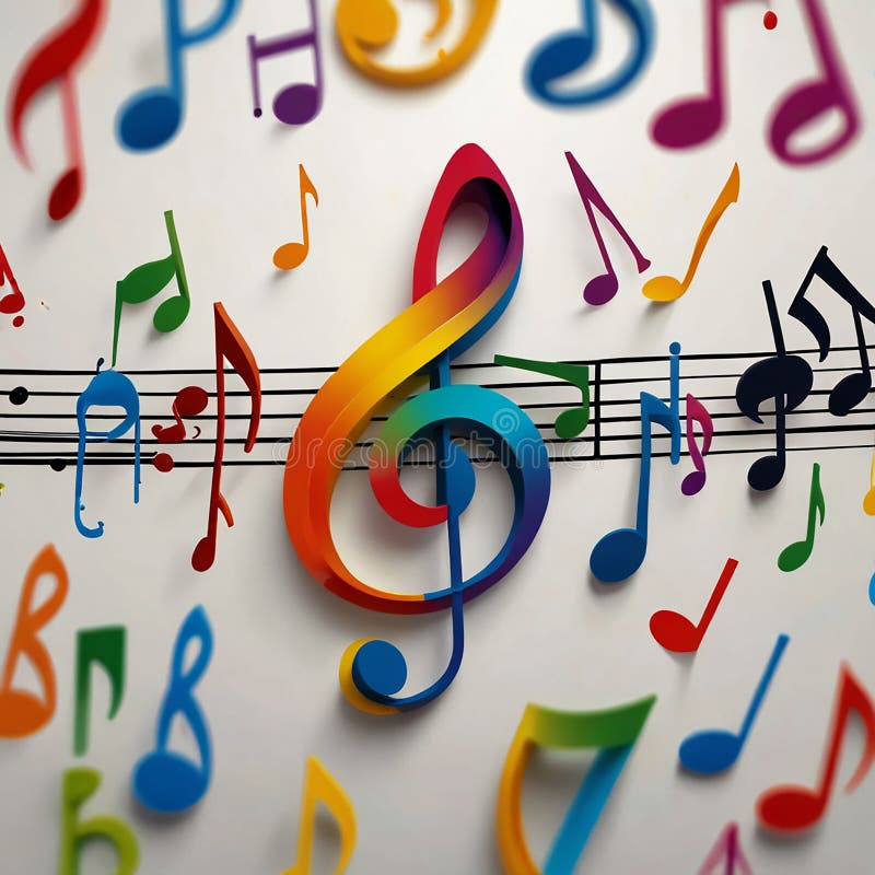 Colorful Music Notes. Illustration of an Abstract Background with ...