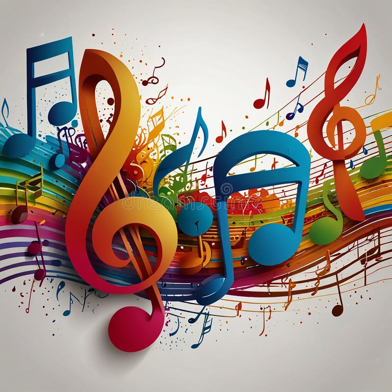 Colorful Music Notes. Illustration of an Abstract Background with ...