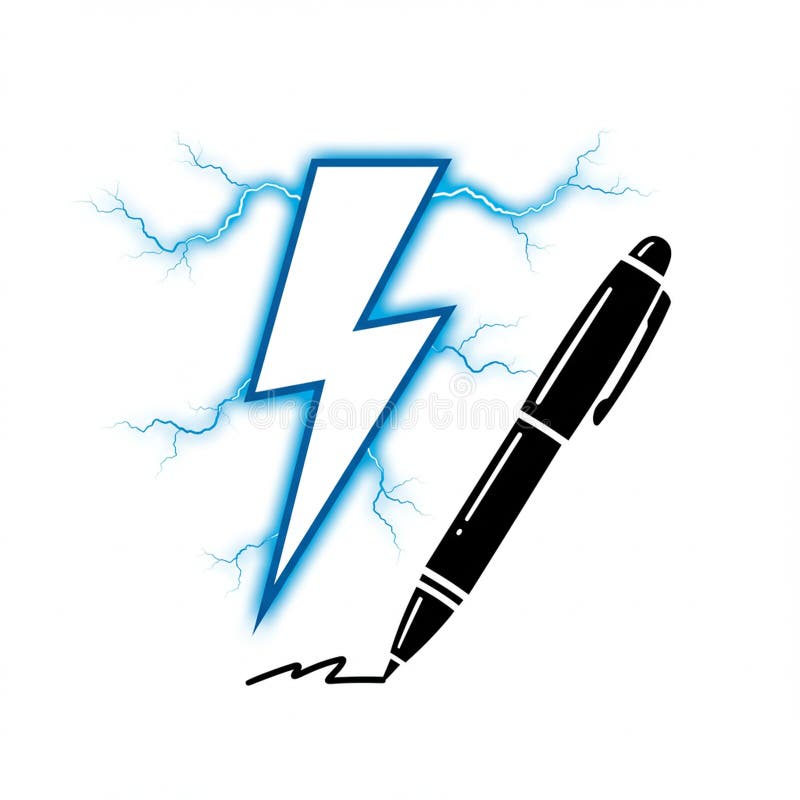 Llustration Features a Black Pen Making a Scribble, Symbolizing Writing ...