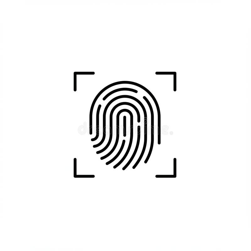 Llustration of a Fingerprint Icon Centered within a Square Frame. the ...