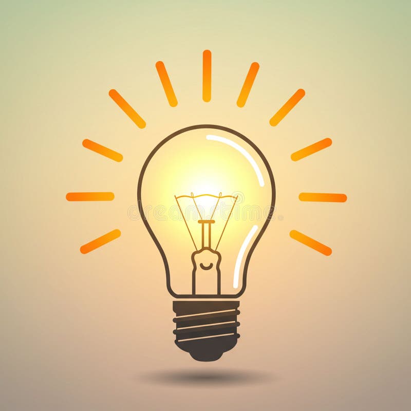 Llustration of a Light Bulb Emitting a Warm, Glowing Light with Orange ...