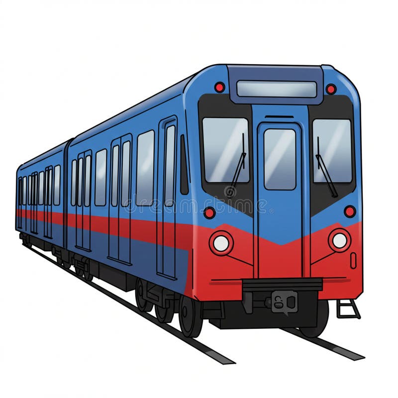 Llustration of a Metro Train with a Streamlined Design, Featuring a ...