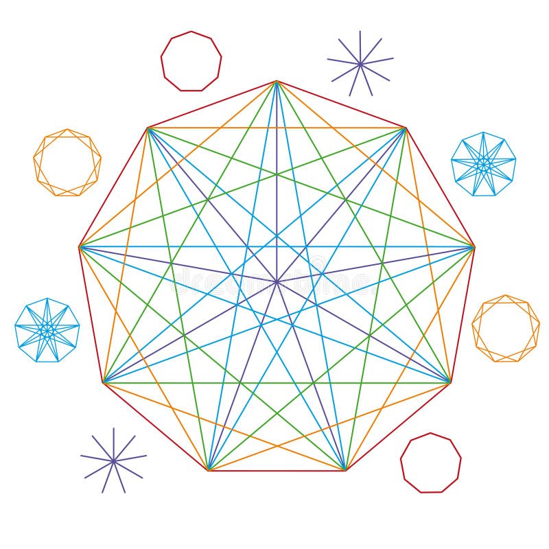 Llustration Nonagon Colors Rainbow Sacred Geometry Circle Light ...