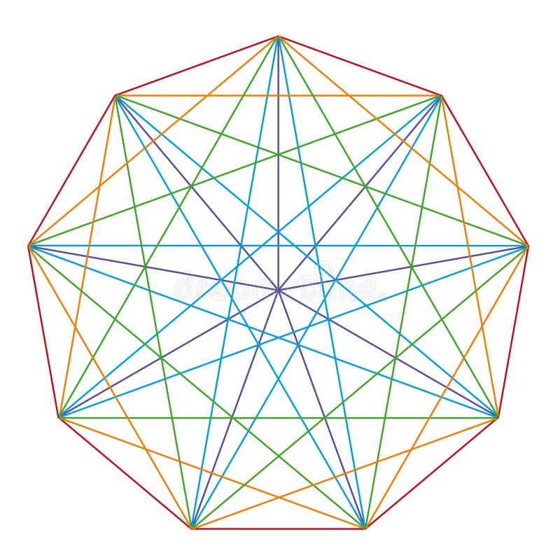 Llustration Nonagon Colors Rainbow Sacred Geometry Circle Light ...