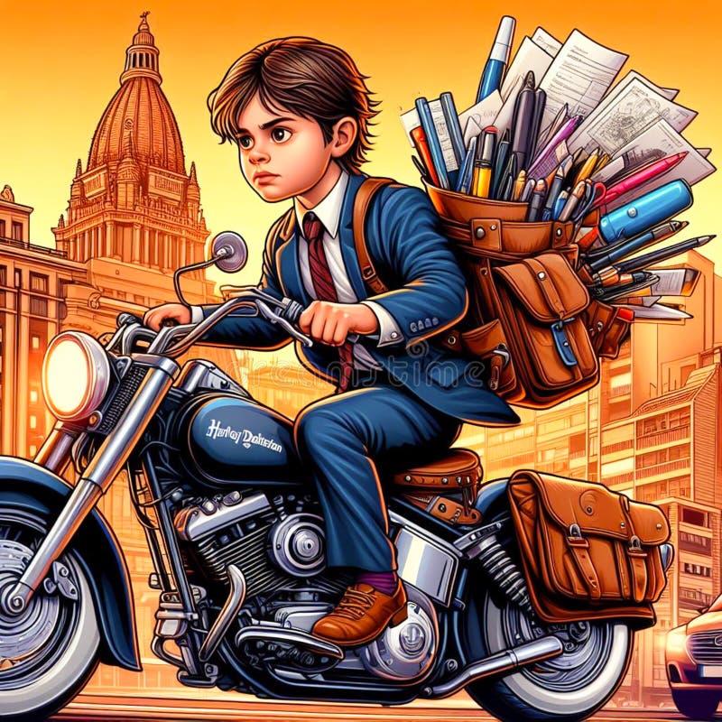 Llustration of a 25-year-old Boy Driving a Motorcycle at High Speed ...