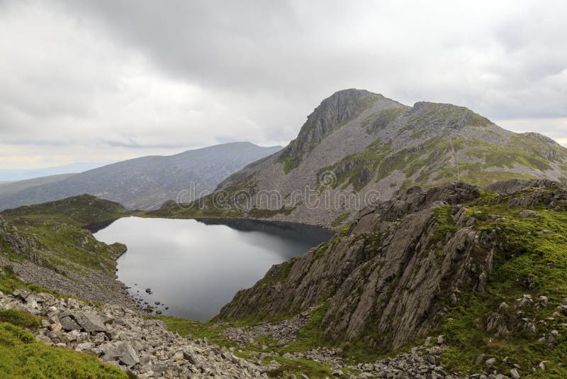 Llyn Hywel, Rhinog Fach stock image. Image of lake, mountains - 83620191