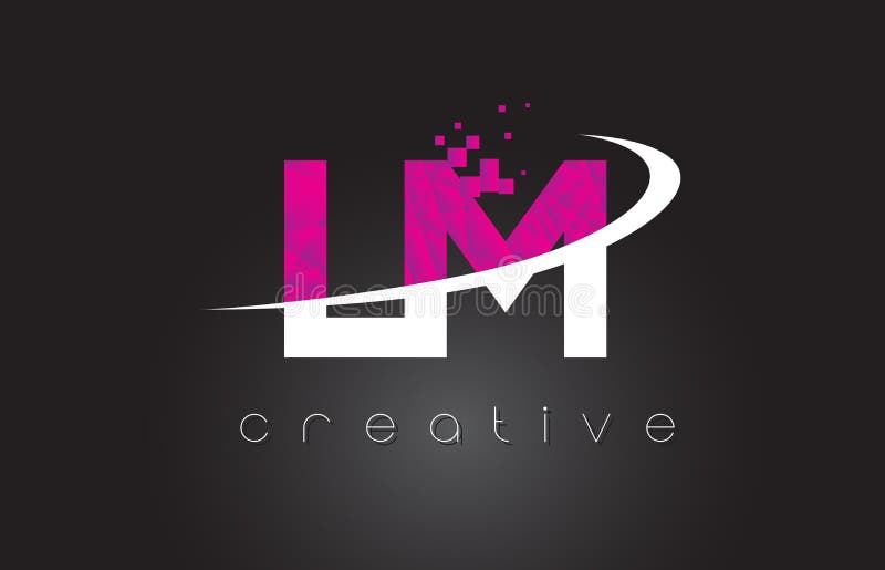 LM L M Creative Letters Design Com Cores Cor-de-rosa Brancas Ilustração ...