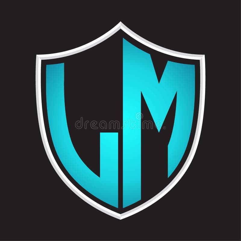 LM Logo Monogram with Shield Shape Isolated Blue Colors on Outline ...