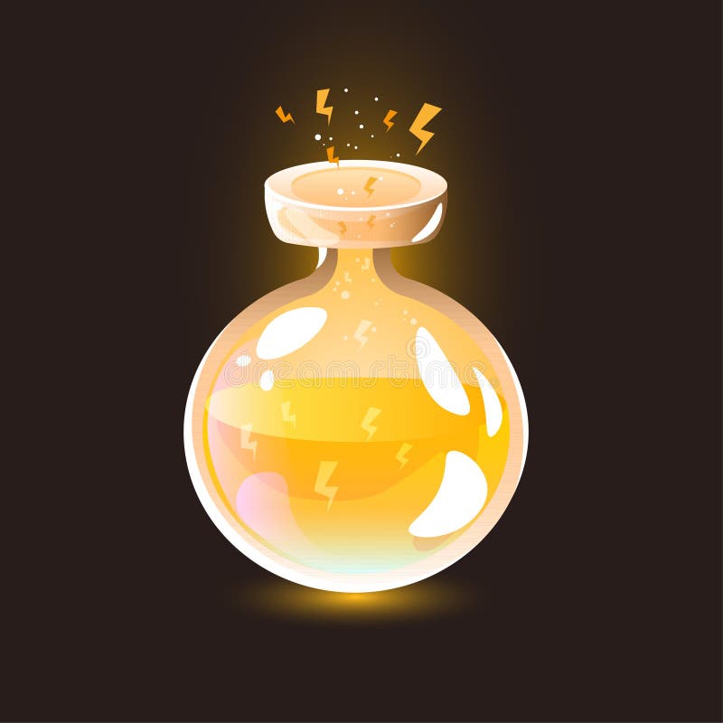 Lmagical Energy Potion with Lightning Gold Stock Vector - Illustration ...