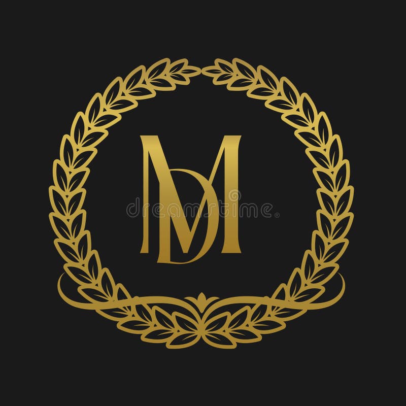 MD Letter Logo with Gold Laurel Wreath. Stock Vector - Illustration of ...
