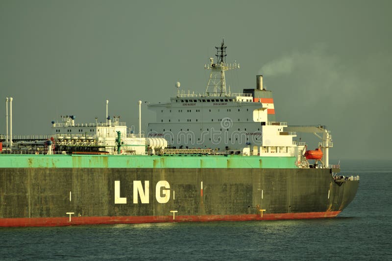 LNG Carrier Ship for Natural Gas Stock Photo - Image of crude, anchor ...