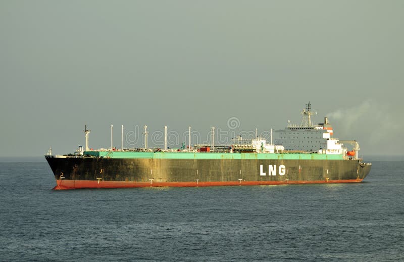 LNG Carrier Ship for Natural Gas Stock Image - Image of clouds, harbor ...