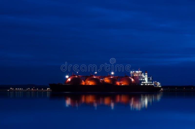 Lng tanker at evening stock image. Image of carrier - 170184755