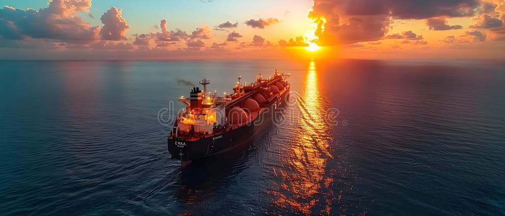 LNG Vessel at Sunset: a Harmony of Energy Conversion. Concept LNG ...