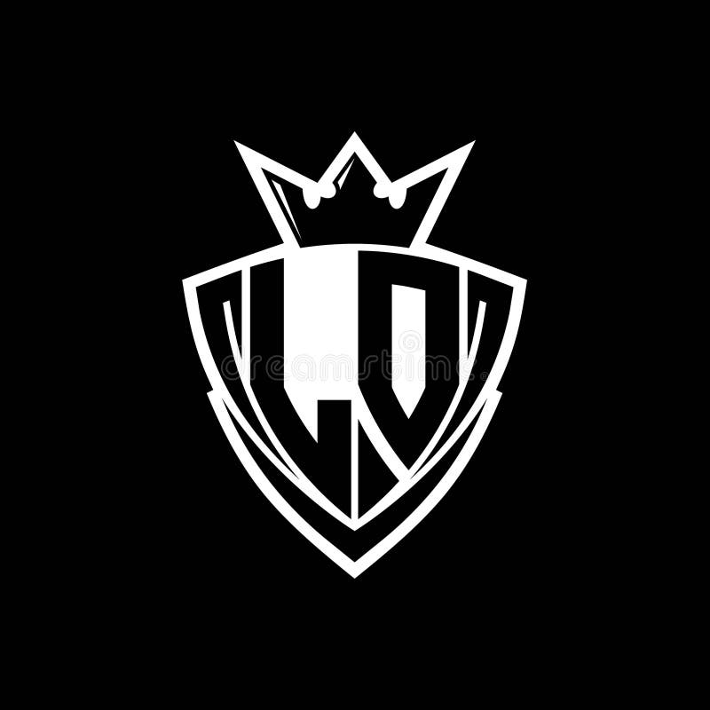 LO Letter Logo with Sharp Triangle Shield Shape with Crown Inside White ...
