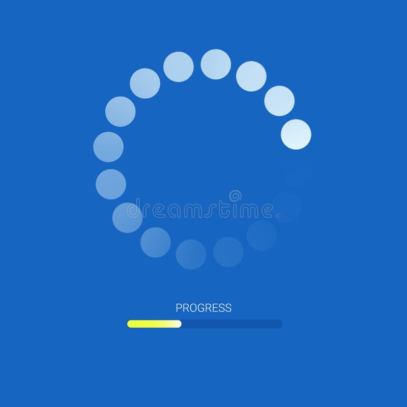 Load Bar for Mobile Apps, Web Preloader on Blue Background. Yellow ...