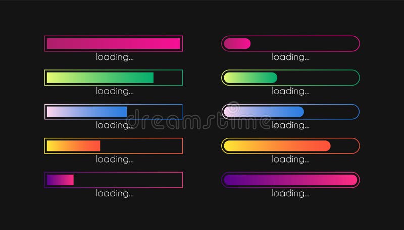 Progress Bar Set. Loading Status Bar Web Indicator. Process Download Step by Step. Stock ...