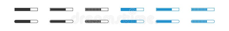 Load Bar Set. Loading Download Progress Isolated Black and Blue Icons ...