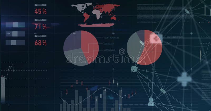 On Load, Dashboard Interface Animating Gauges, Charts, Pie Graphs and Network To Visualize ...