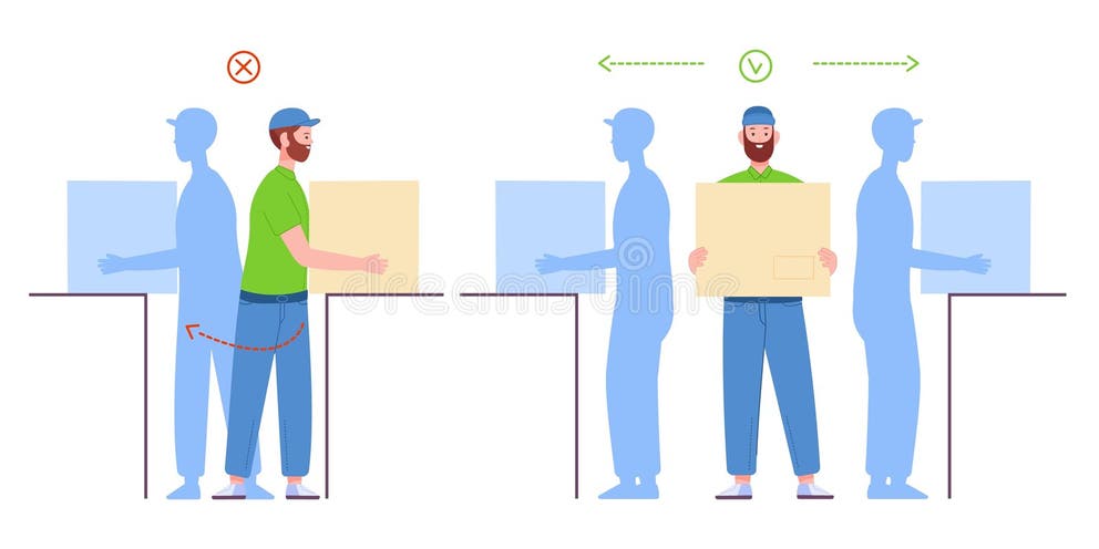 Load Handling in Workplace. Loadman Proper and Incorrectly Posture ...