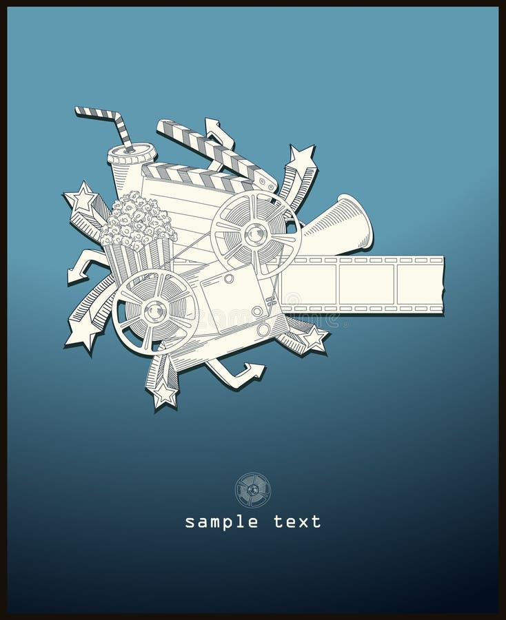 Line Drawing Movie Objects- Vector Stock Vector - Illustration of ...