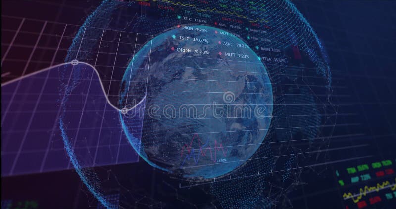On Load Rotating Globe Enveloping Wireframe, Emerging Grid Updating Percentages, Animating Graph ...