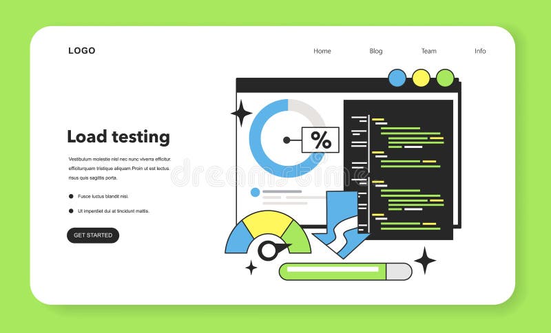 Load Testing Technique Web Banner Or Landing Page Software Testing Stock Vector Illustration