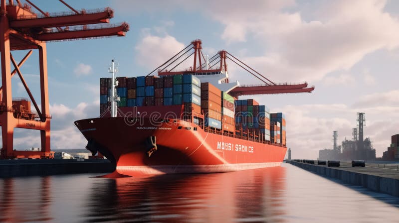 A Loaded Container Cargo Ship is Seen in the Front As Docked at the ...