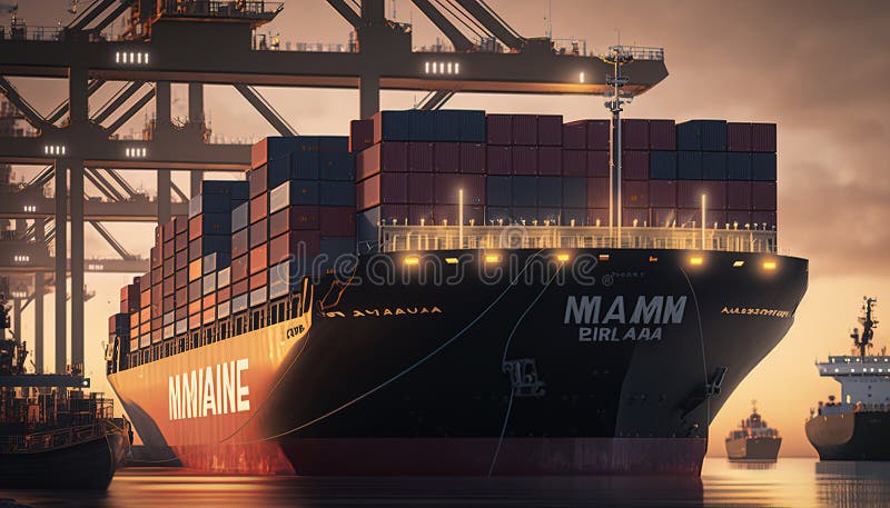 A Loaded Container Cargo Ship is Seen in the Front As Docked at the ...