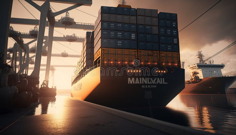 A Loaded Container Cargo Ship is Seen in the Front As Docked at the ...