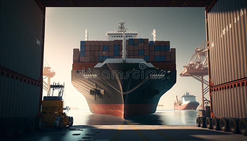 A Loaded Container Cargo Ship is Seen in the Front As Docked at the ...