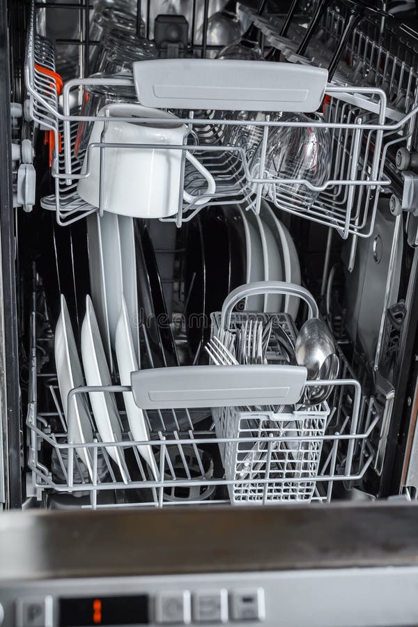 Clean Dishes after Washing in the Dishwasher Machine Stock Image ...