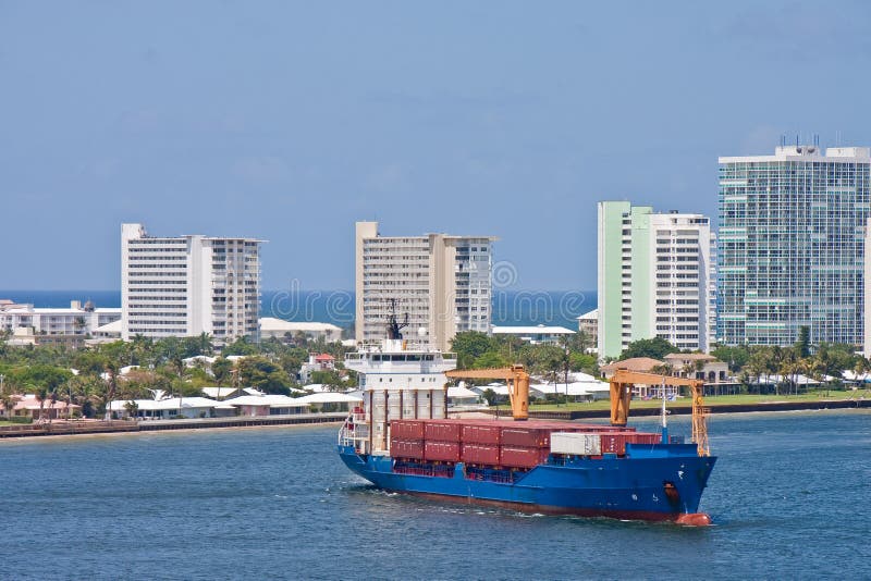 A Loaded Freighter Cruising Stock Image - Image of freight, shipping ...