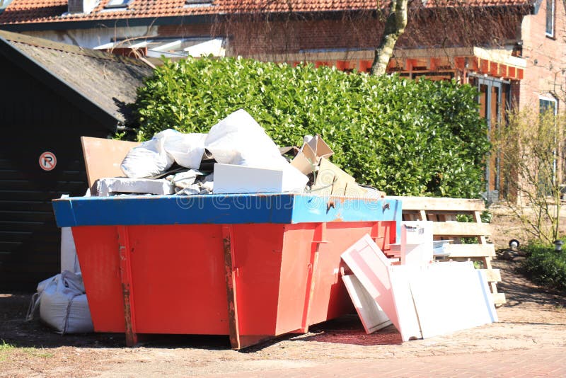 Loaded garbage dumpster stock photo. Image of rubble - 177817316