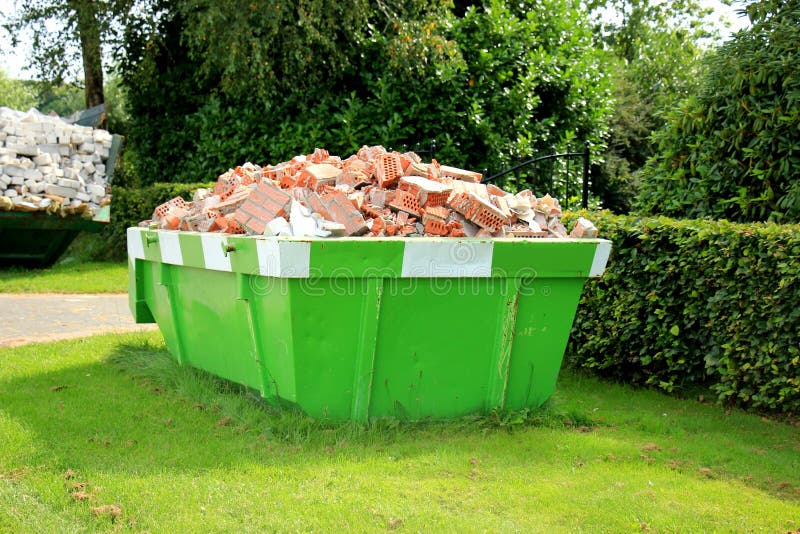 Loaded garbage dumpster stock photo. Image of cement - 98893092