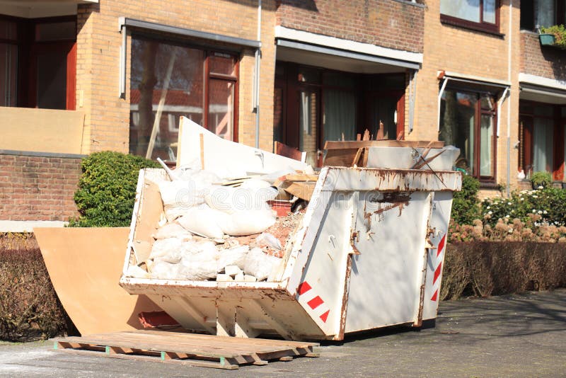Loaded garbage dumpster stock photo. Image of hire, industrial - 221617866