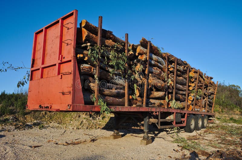 Loaded log trailer stock image. Image of lorry, mill - 49789525