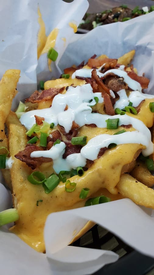 Loaded Potato Fries with Bacon Stock Image - Image of fries, fish ...