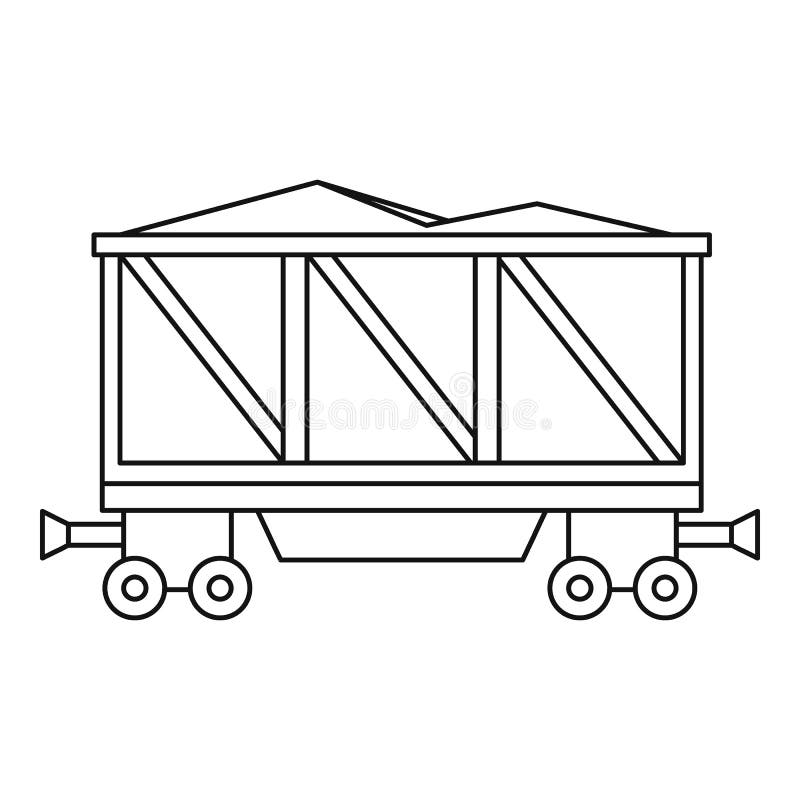 Loaded Railway Wagon Icon, Outline Style Stock Vector - Illustration of ...