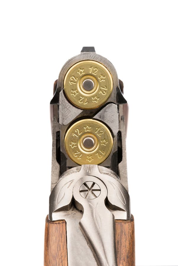 Loaded Rifle. Closeup. Isolated on White Stock Photo - Image of gauge ...