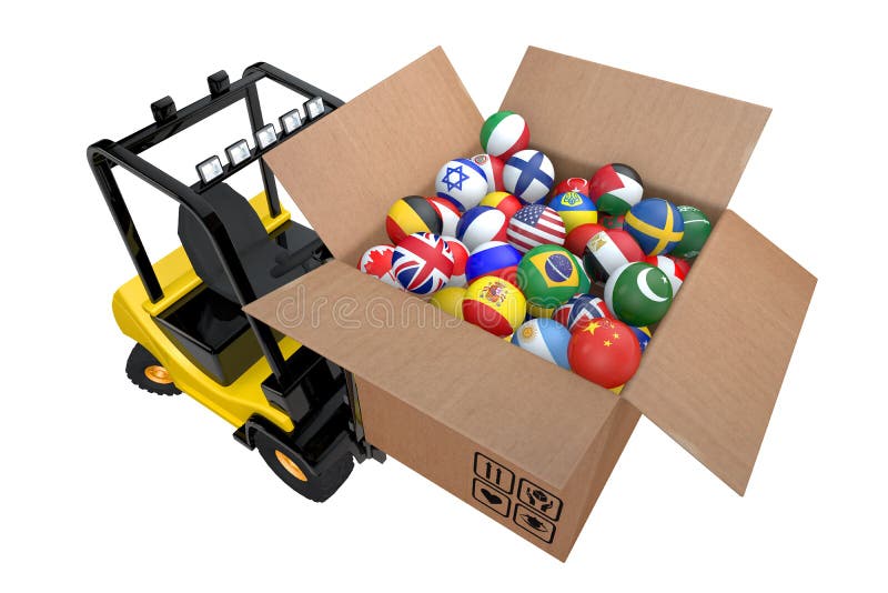 Loader with Box Full Balls As National Flags Stock Illustration ...