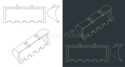 Loader bucket blueprints stock vector. Illustration of work - 260824879