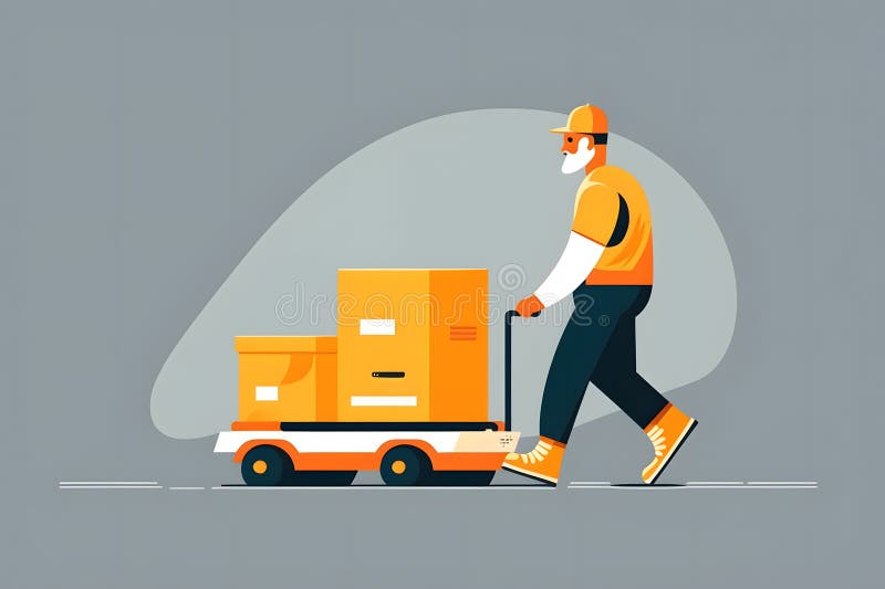 The Loader Carries the Cargo on a Cart Stock Illustration ...