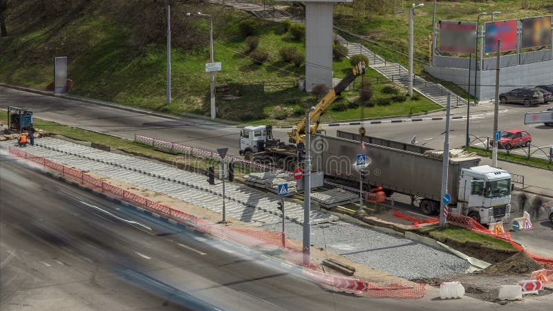 Loader Crane for Loading and Unloading Sleepers from Truck Which Stands ...