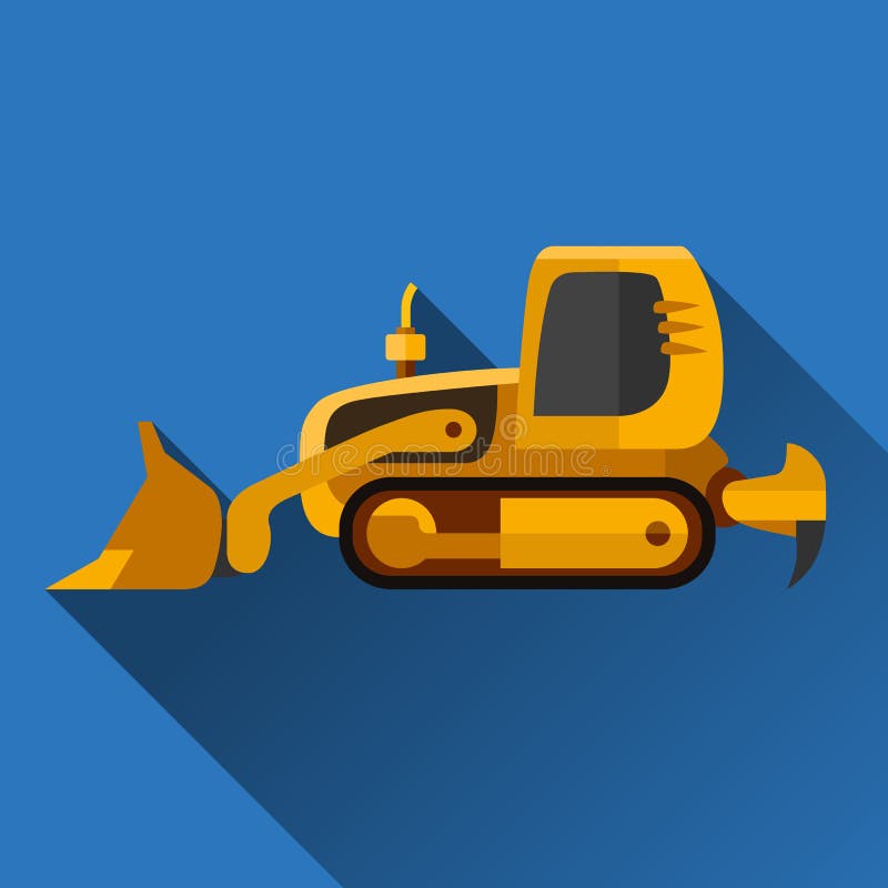 Loader dozer flat icon stock vector. Illustration of machine - 54726841