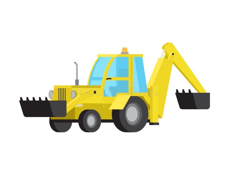Loader with Bucket Side View and Front View Stock Vector - Illustration ...