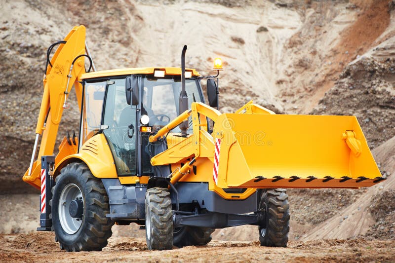 Loader Excavator with Risen Shovel Stock Image - Image of earth ...
