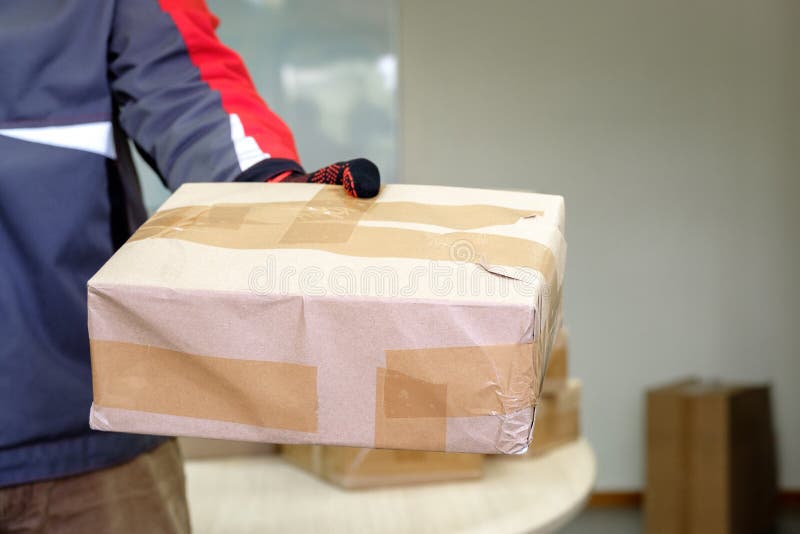 The Loader Holds a Pack Closed in the Package with One Hand Stock Image ...