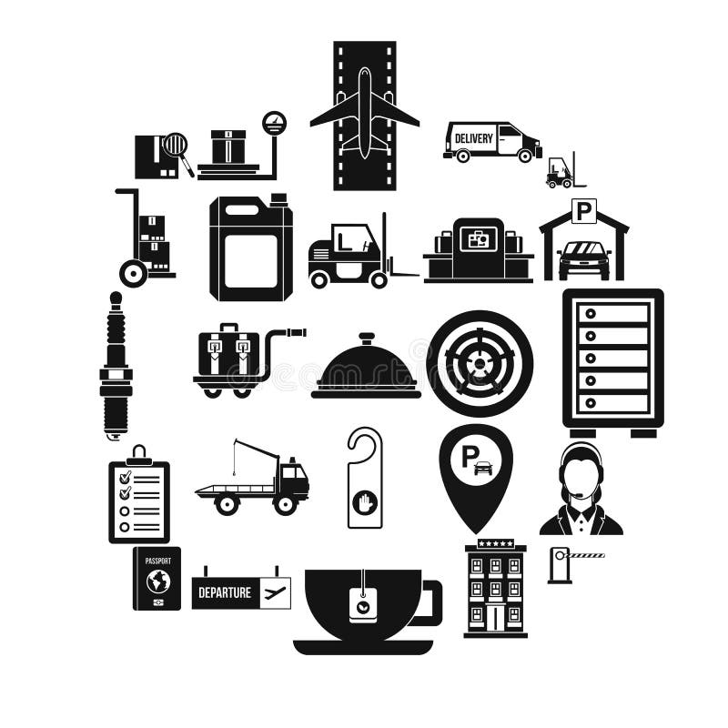 Loader Icons Set, Simple Style Stock Vector - Illustration of filled ...
